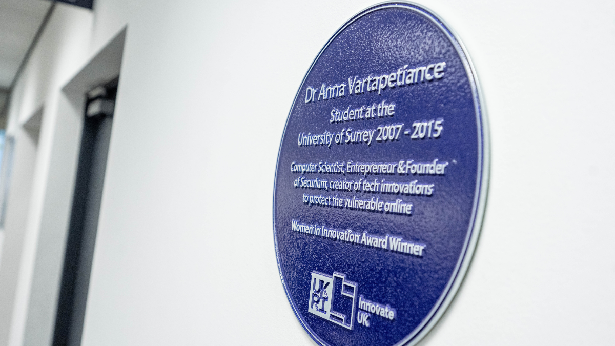 ‘Purple plaque’ honours Surrey online safety entrepreneur | University ...